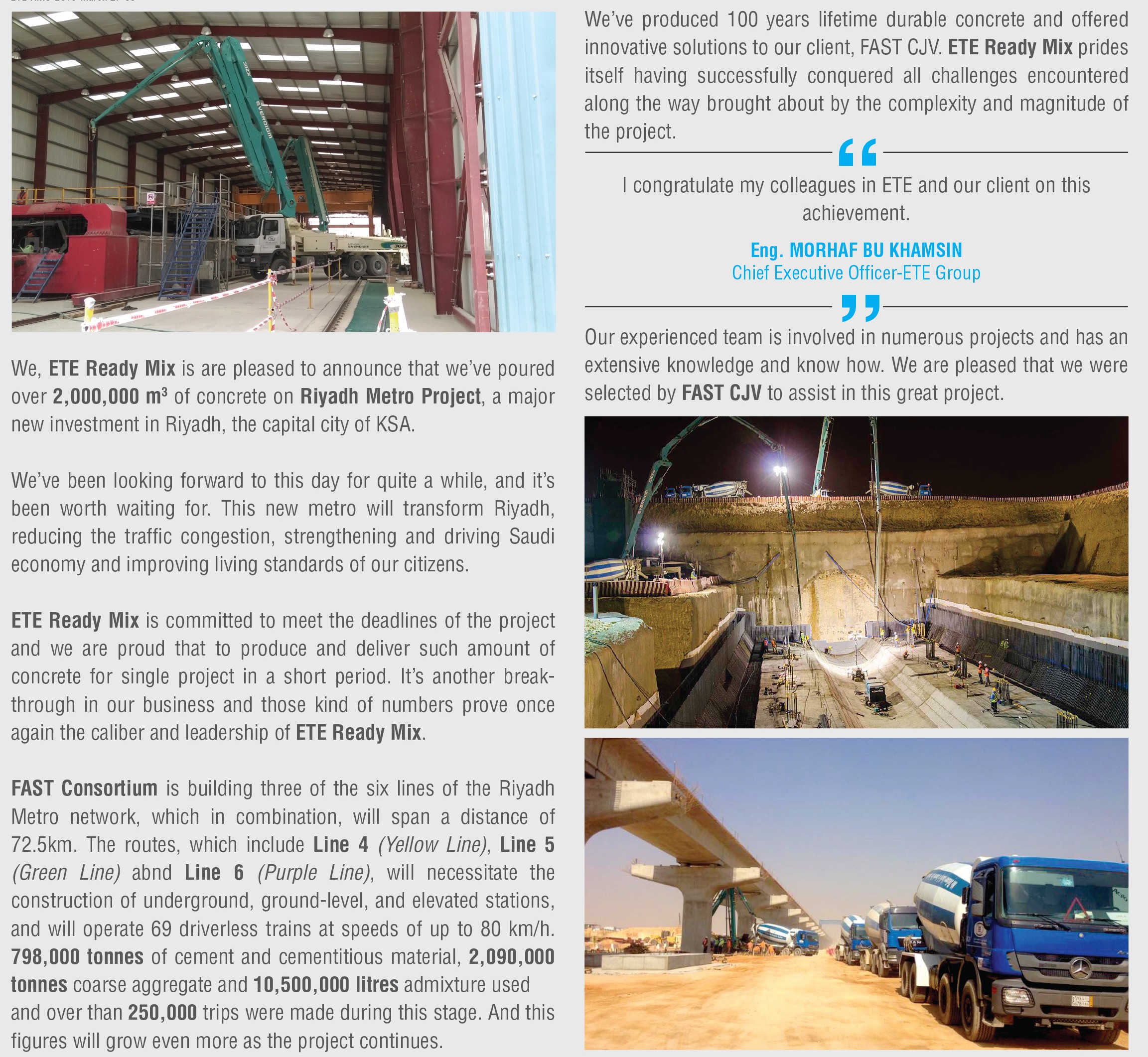 Milestone Announcement of Riyadh Metro Project II – ETE READYMIX